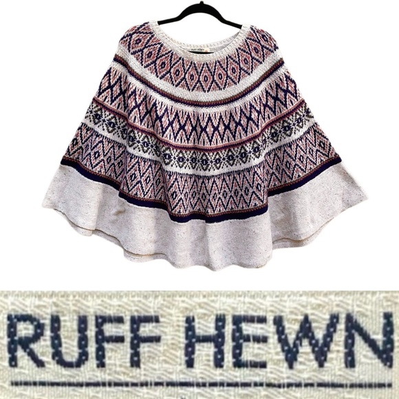 Ruff Hewn | Sweaters | Ruff Hewn Icelandic Fair Isle Short Poncho L ...